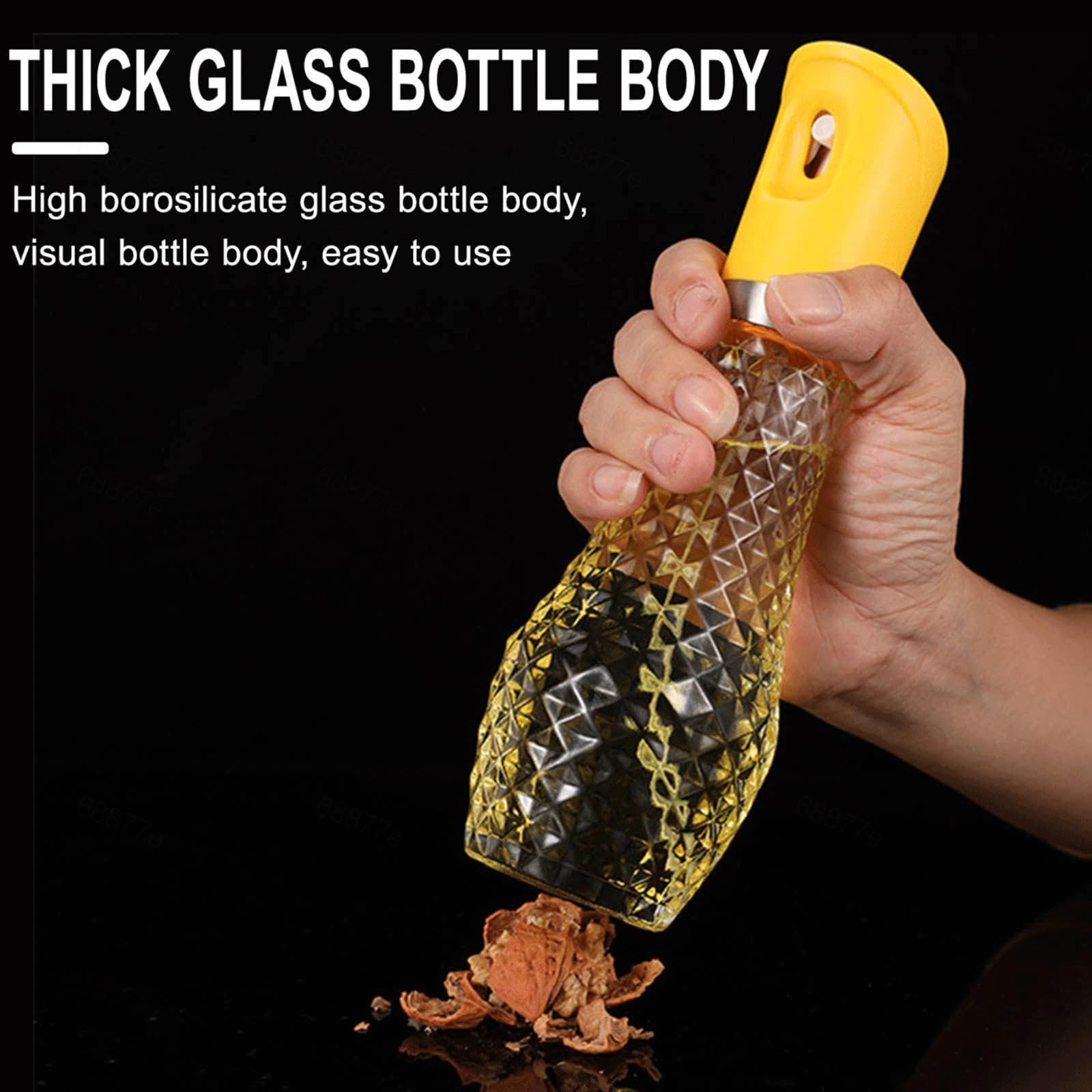FBITE Olive Oil Sprayer Mister | Edible Oil Spray - 260ml Glass Spritzer Bottles Multi Purpose Oil Sprayer for BBQ,Salad,Baking,Grill