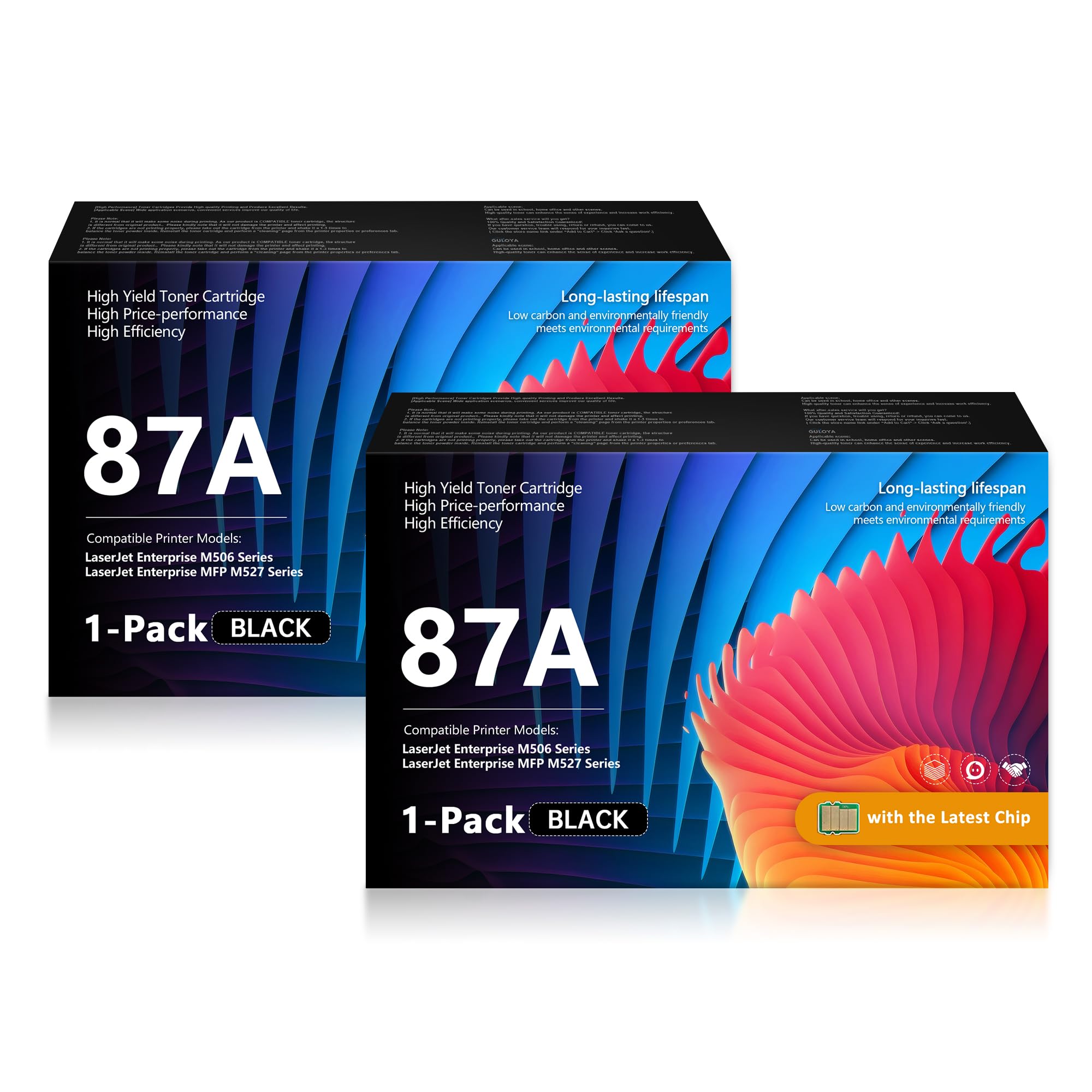 87A Black Toner Cartridge 2-Pack (with Chip) | Replacement for HP87A Black Toner Works with Laser Managed M506xm, Enterprise M506 Series, Pro M501 Series, Flow MFP M527 Series Printer | 87A CF287AD