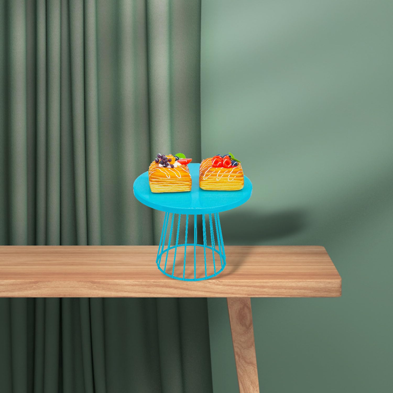 WeiteShow Party Cake Stand for Dessert Table- Cake Holder- Round Cake Stand or Cup Cake Stand,blue-10”