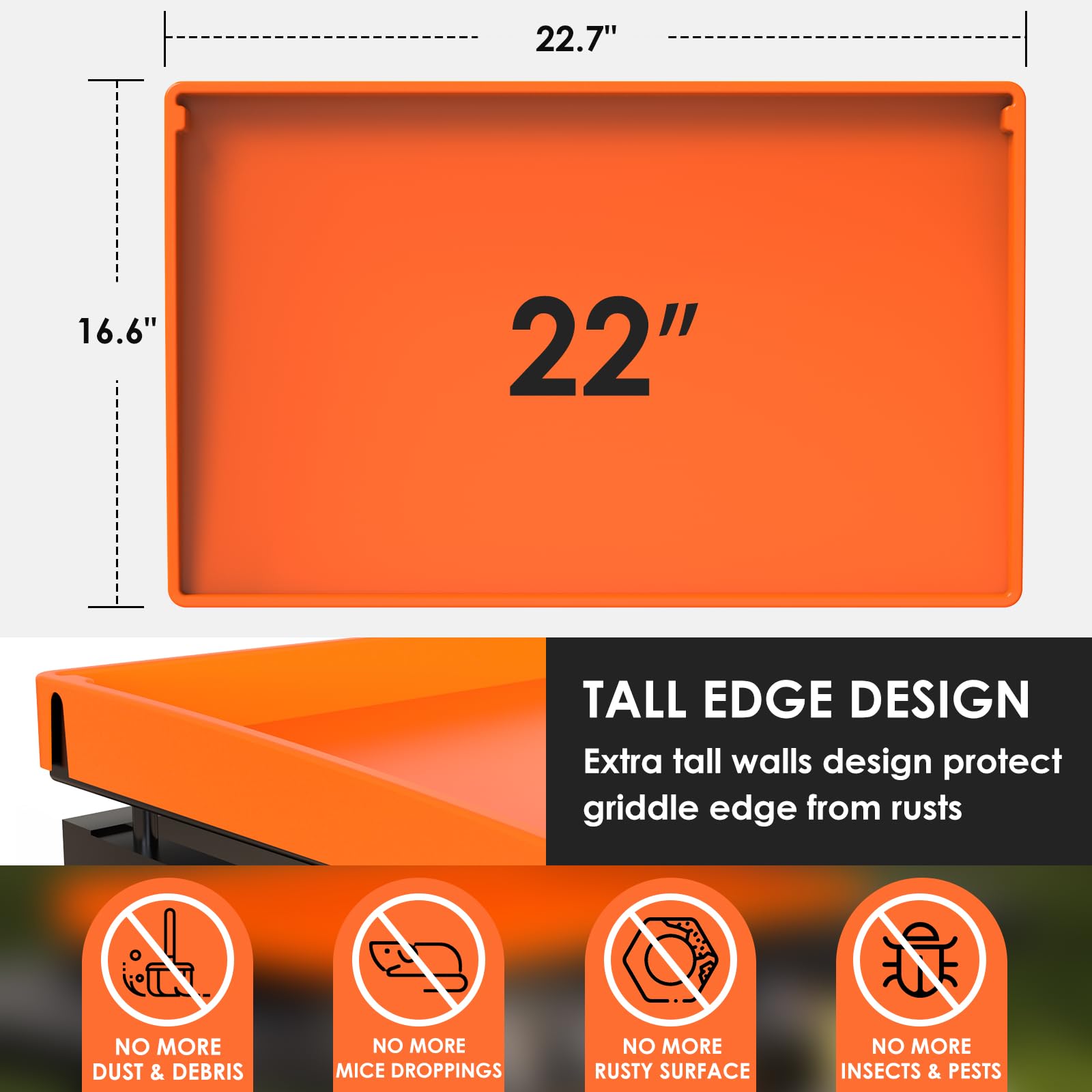 Upgraded Silicone Griddle Cover Mat Full-Edge for Grill 22" Blackstone, Griddle Top Edges,Heavy Duty Food Grade Blackstone Accessories Reusable&Durable,Protect Grill from Rust,Insects & Leaves