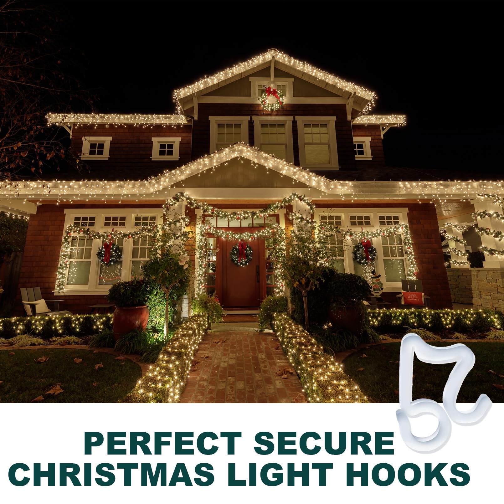 QuairBrez Holiday Light Clips Christmas Light Clips Light Hanger Hooks for Gutters, Strengthen Light Hooks for Holiday Party Light Strings Outdoor Hang Gutter Hooks for Halloween Xmas Decoration