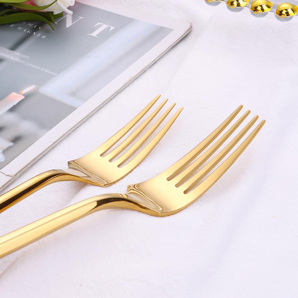 Aimilan 30 Piece Gold Flatware Set Service for 6, 18/10 Stainless Steel Hexagonal diamond Handle Silverware Set, Thickened tableware Cutlery Set, Mirror Polished, Dishwasher Safe