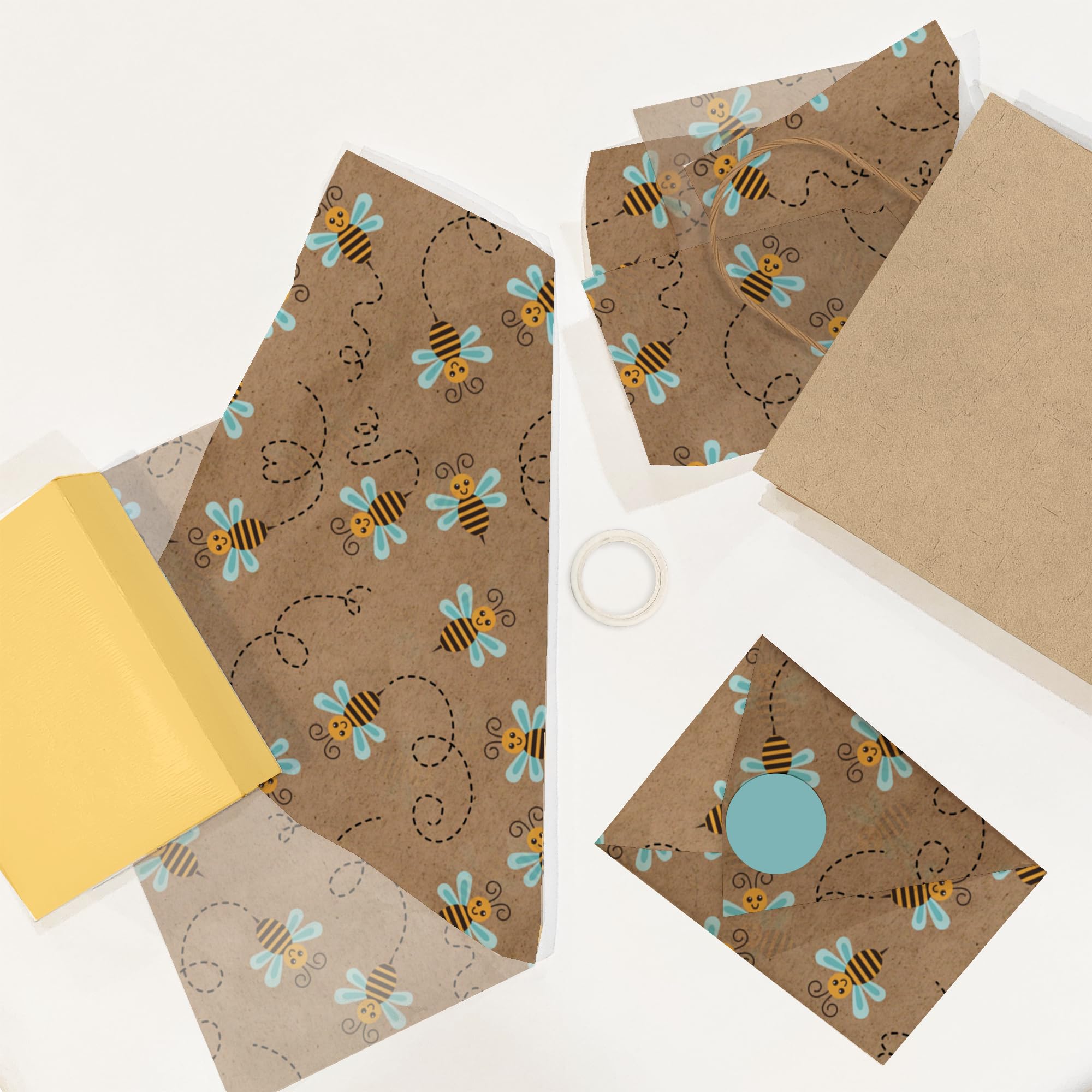 Bees Printed Tissue Paper for Gift Bags or Boxes and Wrapping - Bulk Summer Decorative Art Tissue Paper for Packaging and Gifting | 24 Sheets 20" x 30"