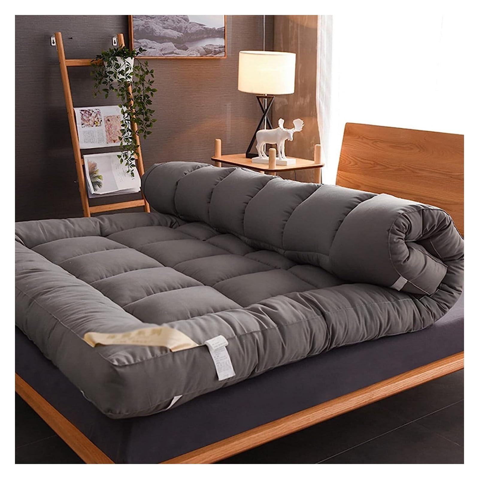 Japanese Futon Mattress Floor Mattresses Roll Up Folding SoftMattresses Toppers Comfortable Tatami Mat Sleeping Pad For Twin Full Queen King Size Bed With Non Slip Straps 23.7.1s ( Color : A , Size :