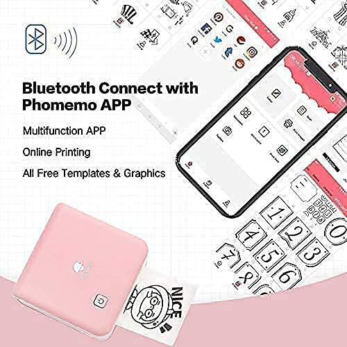 Phomemo M02 Pro Pocket Printer - with 3 Rolls Transparent Gold Paper, Compatible with iOS + Android for Plan Journal, Study Notes, Art Creation, Work, Gift