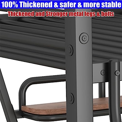 ZORQ Upgraded Version & Stronger Steel Loft Bed Full Size with Desk Underneath and Storage Shelf and Safer Ladder, Thickened More Rust-Resistant Metal Full Loft Bed Frame (Easier to Assemble) (Black)