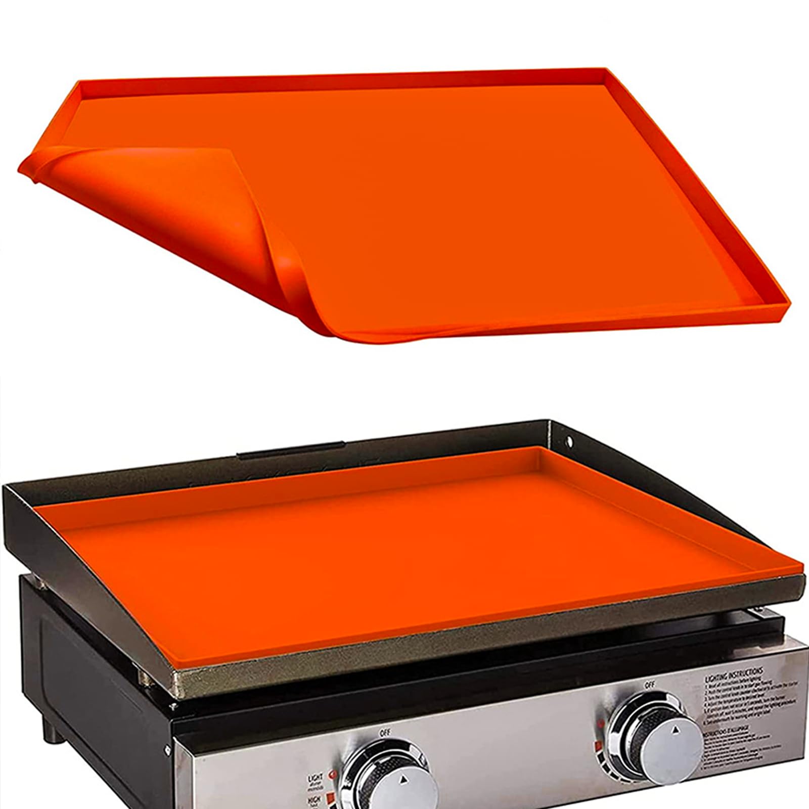 Artnice Silicone Griddle Mat for Blackstone Griddle, 22" Heavy Duty Food Grade Silicone Griddle Mat, All Season Cooking Protective Griddle Grill Cover, Blackstone accessories, Orange