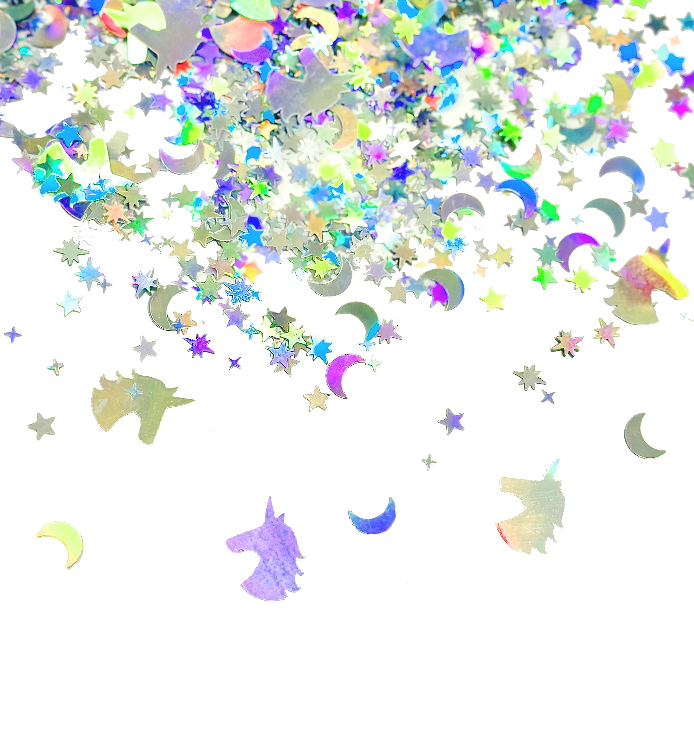 Sparkling Star Foil Confetti,Unicore Moon Star Table Confetti(2.1OZ/60grams),Halloween Glitter Sequins, Iridescent Party Decorations for Halloween Birthday Wedding Festival Party DIY Table Deco