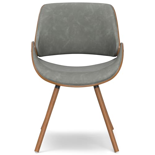 SIMPLIHOME Malden Dining Chair in Distressed Grey Vegan Faux Leather, 22.8"W x 20.9"D x 30.9"H, Mid-Century Modern Wood Back Chair for Dining Room