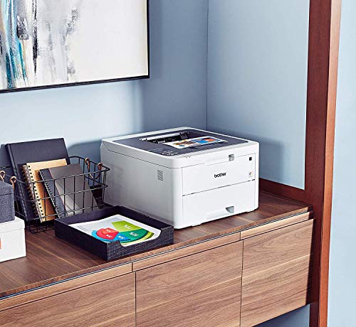 Brother HL-L3210CW Compact Digital Color Printer Providing Laser Printer Quality Results, 250-sheet Paper Tray, Built-in Wireless, 600 x 2400dpi, Works with Alexa, Bundle with 82 Days Printer Cable
