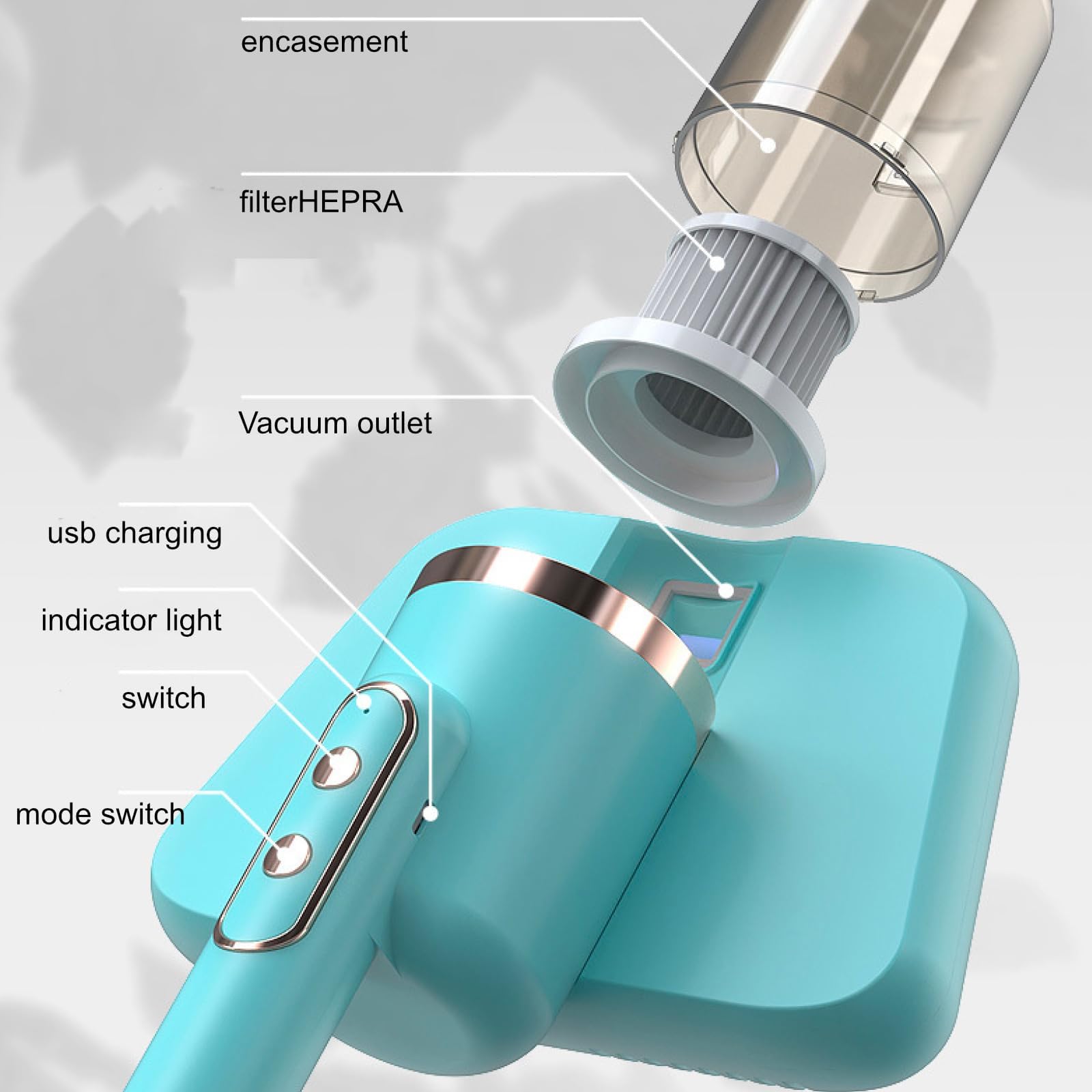 Onetothee Upgraded Uv Mattress Vacuum Cleaner, Strong Handheld Uv Vacuum Cleaner, Portability Convenient Cleaning, Bed, Mattress, Pillow, Sofa, Couch (Sky Blue)