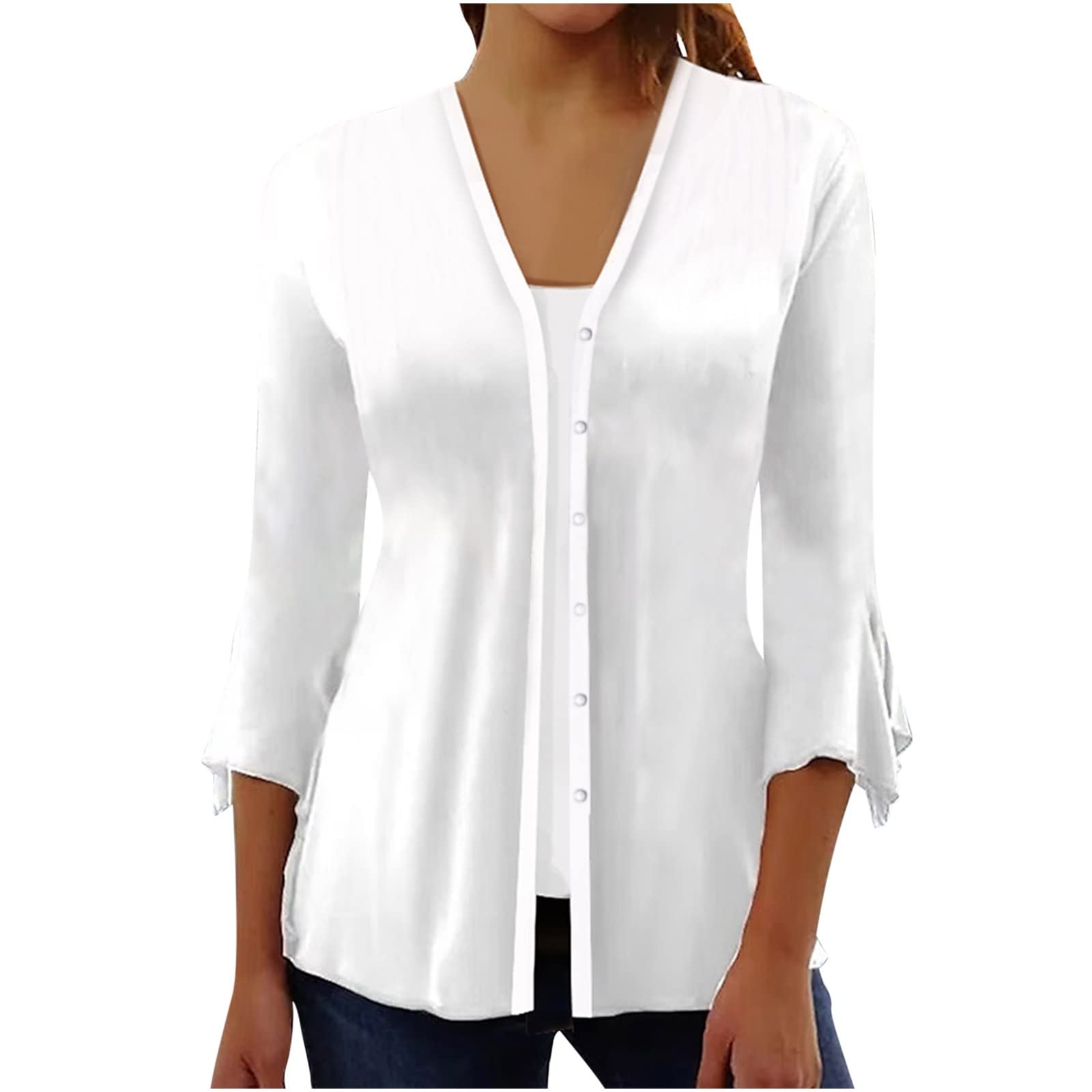 Ceboyel Bell Sleeve Tops for Women 2023 Retro Paisley Print Summer Blouse V Neck T Shirt Dressy Causal Ladies Clothing