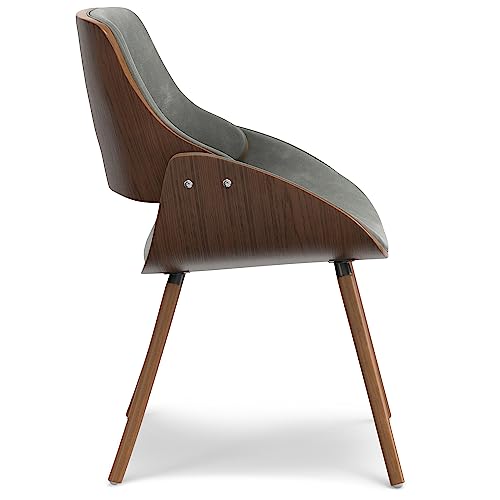 SIMPLIHOME Malden Dining Chair in Distressed Grey Vegan Faux Leather, 22.8"W x 20.9"D x 30.9"H, Mid-Century Modern Wood Back Chair for Dining Room