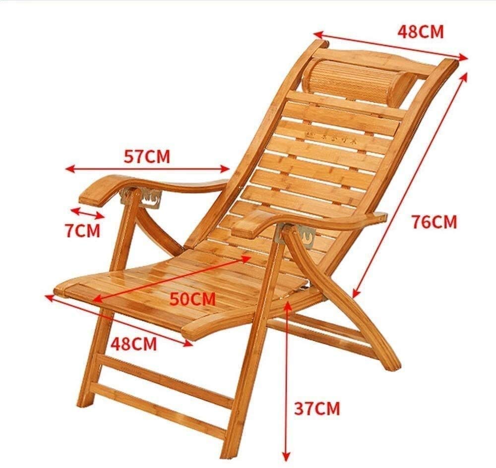 Sun Lounger Patio Reclining Chairs Loungers Camping Chairs Reclining Bamboo Bed Adjustable in 6 Positions Folding Deckchair with Ergonomic Curved Headrest Portable Deckchair for Balcony On The Patio,