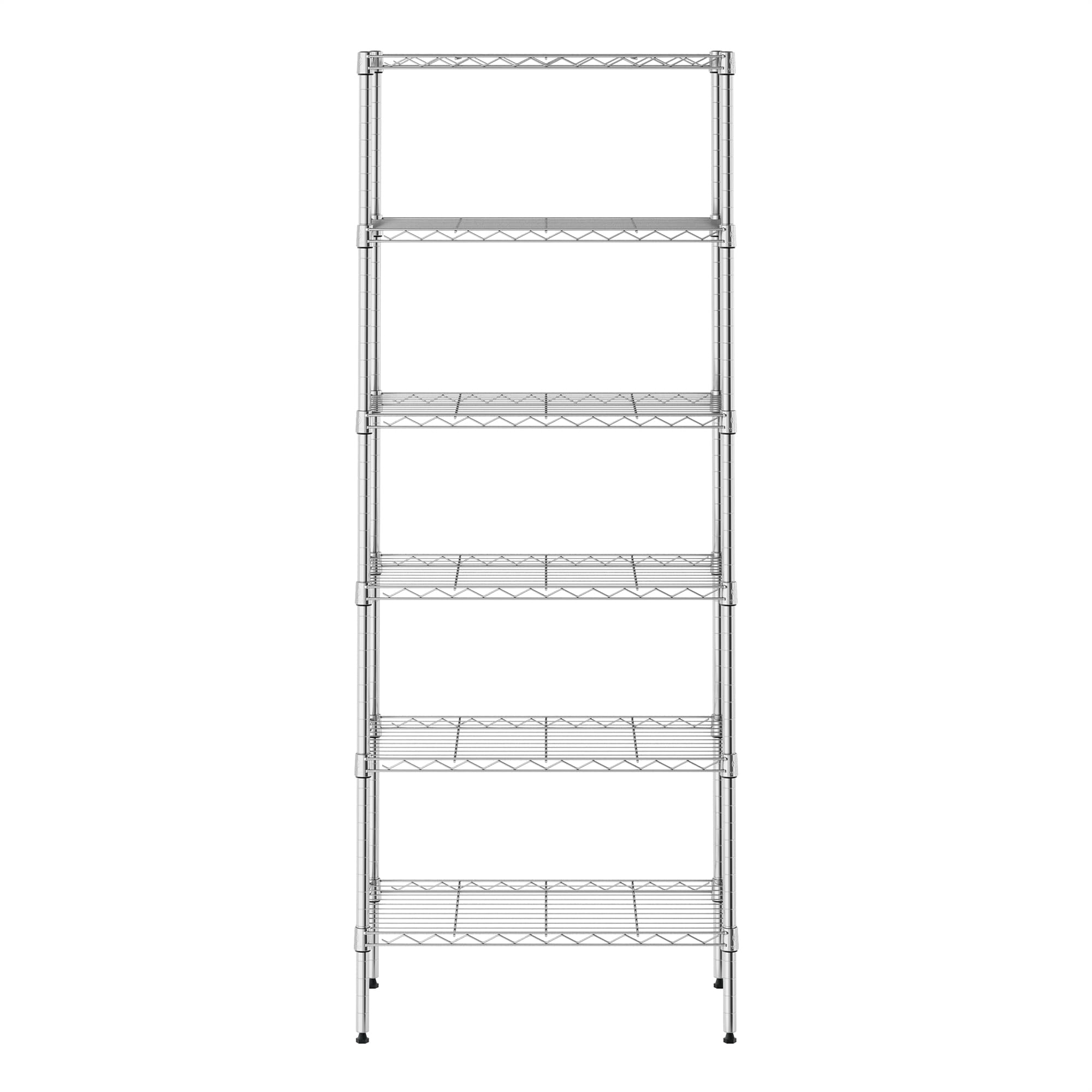 Furinno Wayar Metal Storage Shelf Rack, 6-Tier, 23 x 13 x 59, Stainless Steel