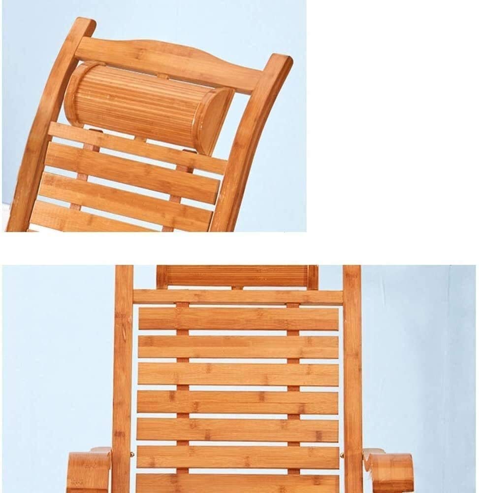 Sun Lounger Patio Reclining Chairs Loungers Camping Chairs Reclining Bamboo Bed Adjustable in 6 Positions Folding Deckchair with Ergonomic Curved Headrest Portable Deckchair for Balcony On The Patio,
