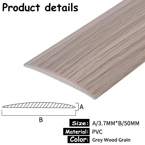 Floor Transition Strip 2" Wide Vinyl Floor Self Adhesive Flat Vinyl Flooring Laminate Floor Strip with Strong Backing for Joining Floor Gaps (3.3Ft,Grey Wood)