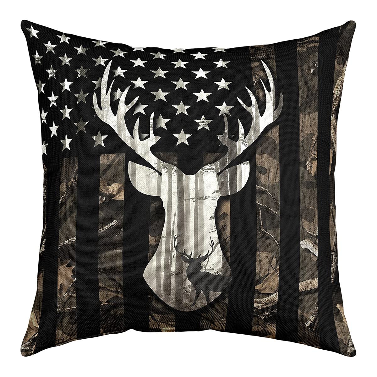Castle Fairy Deer Antlers Camo Comforter Set Queen Size+Throw Pillow Cover 18x18 Inch