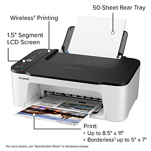 Canon PIXMA TS35 22 Series Wireless Color Inkjet All-in-One Printer - Print Copy Scan - Mobile Printing - Up to 50 Sheets Paper Tray - Up to 4800 x 1200 dpi - 1.5" LCD Display + HDMI Cable