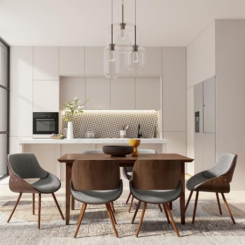 SIMPLIHOME Malden Dining Chair in Distressed Grey Vegan Faux Leather, 22.8"W x 20.9"D x 30.9"H, Mid-Century Modern Wood Back Chair for Dining Room