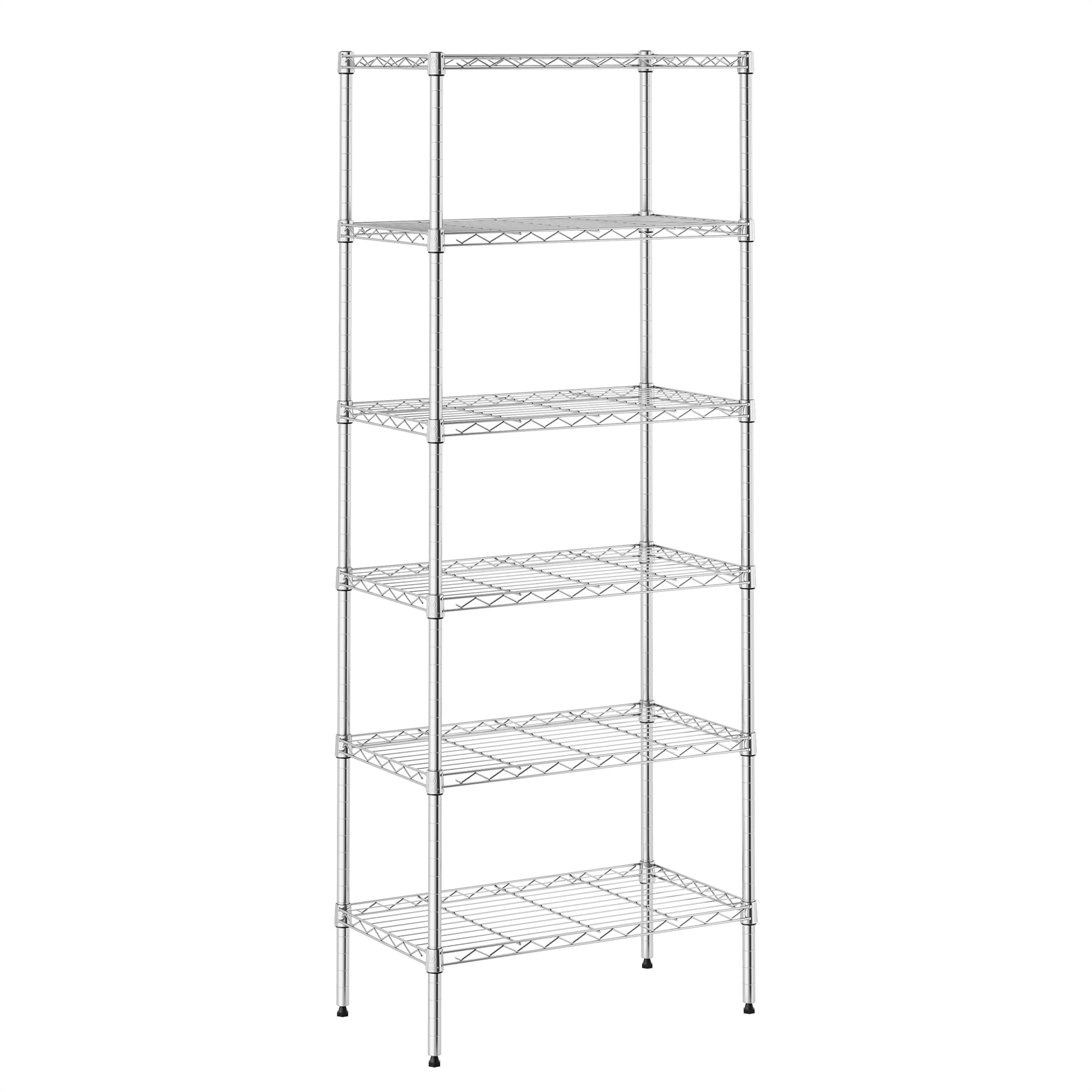 Furinno Wayar Metal Storage Shelf Rack, 6-Tier, 23 x 13 x 59, Stainless Steel