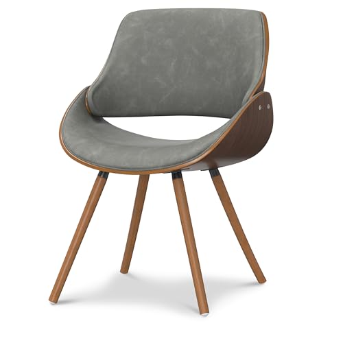 SIMPLIHOME Malden Dining Chair in Distressed Grey Vegan Faux Leather, 22.8"W x 20.9"D x 30.9"H, Mid-Century Modern Wood Back Chair for Dining Room
