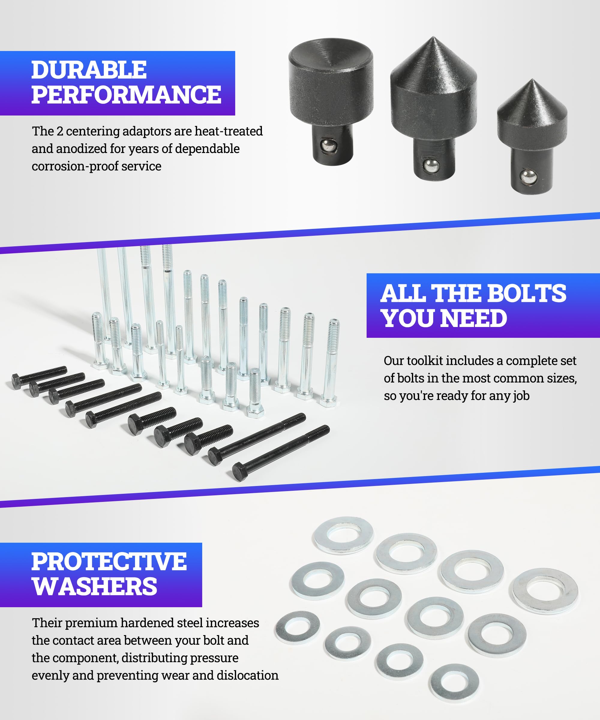 Qziulr Zlirfy 46pcs Harmonic Balancer Puller Set,Flange Type Gear and Crank Puller,Power Steering Pulley Puller Installer Tool Set,Use with Harmonic Balancers,Crankshaft Pulleys and Gears