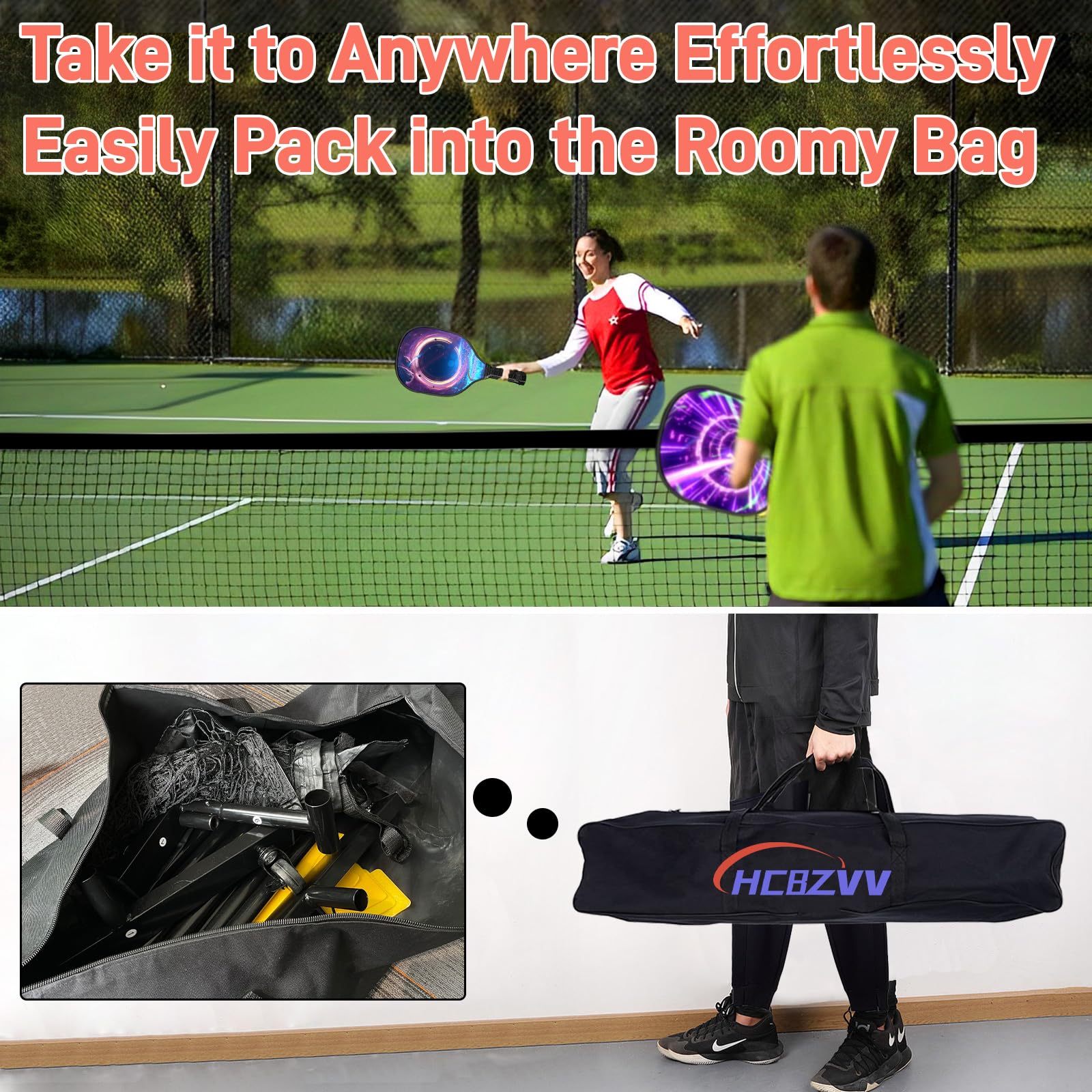 Pickleball Paddles Set |18mm Thick Professional Lightweight Fiberglass Pickleball Racket Set with Customized Bag | Pickleball Paddle Gifts for Beginners & Pros (4 Paddles set with Net)