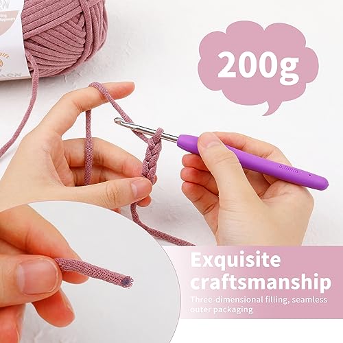 Fedmut Yarn for Crocheting -200g Beginners Chunky Cotton Yarn Easy-to-See Stitches Thick Worsted Yarn for Knitting Craft -Purple