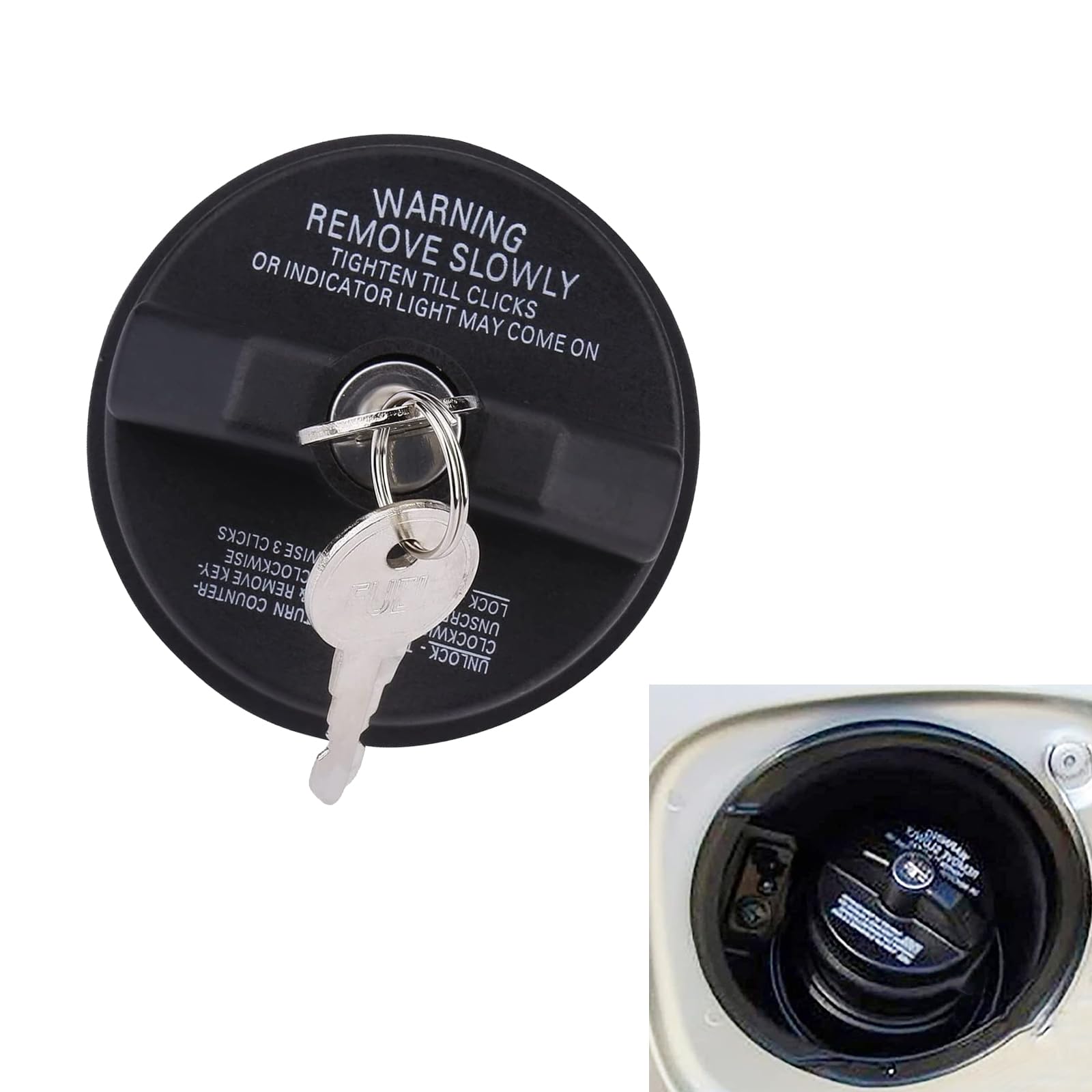 gunhunt 1 PC Locking Gas Cap, Fuel Tank Lock, Fuel Cover Replace #77300-47020 10504, Compatible With Toyota 4Runner, FJ Cruiser, Tacoma, Tundra, Chevy Camaro, CRV (Black)