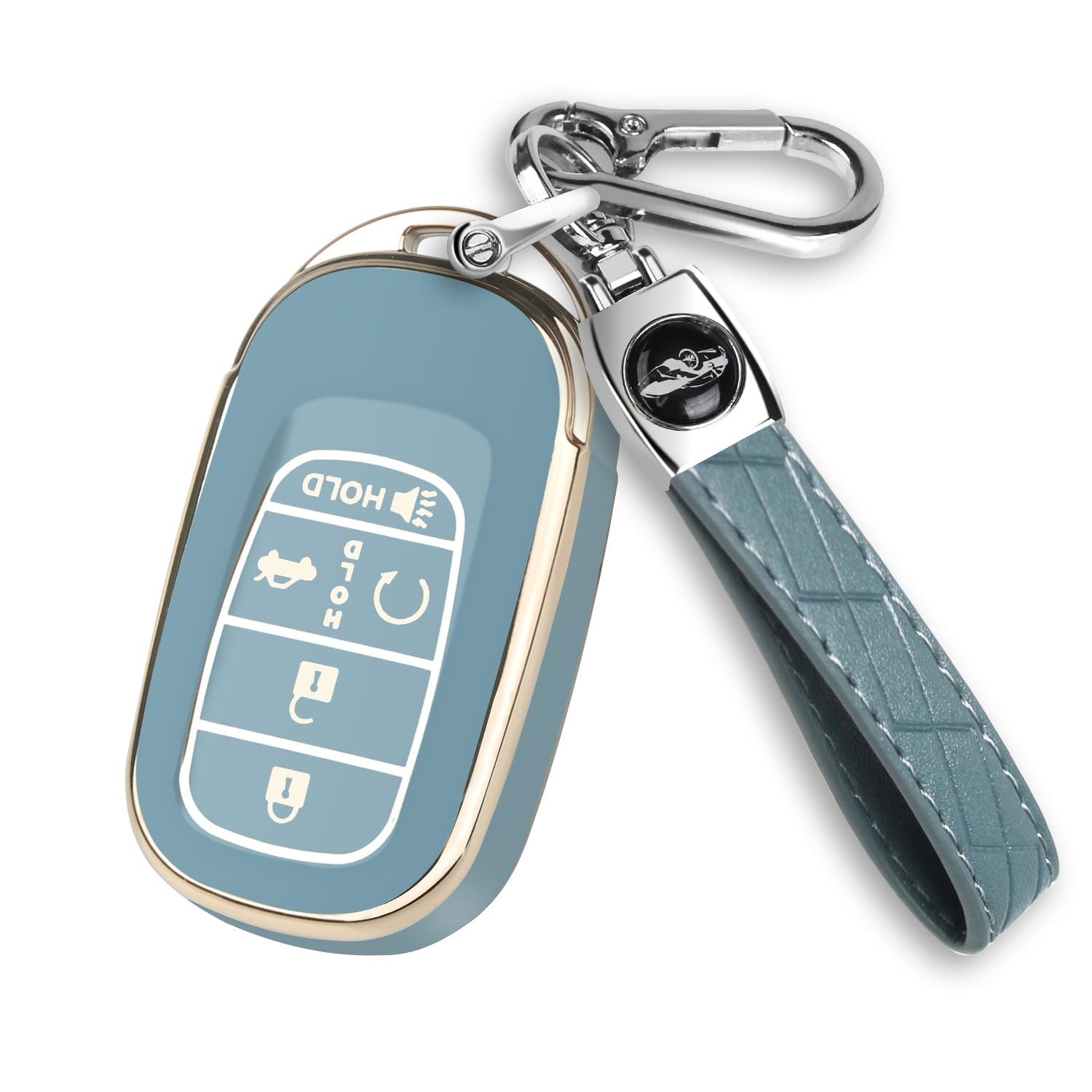 QBUC for Honda Key Fob Cover, Soft TPU Car Key Case Protector with Leather Keychain Compatible with Honda Accord Civic HR-V CR-V Pilot Odyssey Smart Remote Key