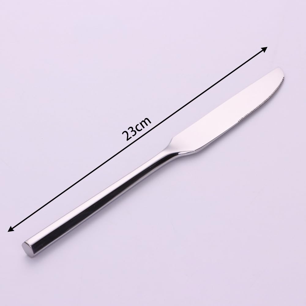 Aimilan 20 Piece Flatware Set Service for 4, 18/10 Stainless Steel Hexagonal diamond Handle Silverware Set, Thickened tableware Cutlery Set, Mirror Polished, Dishwasher Safe