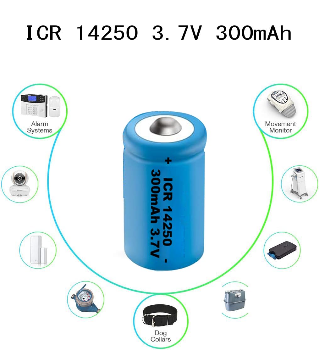 Rechargeable 3.7V 14250 Battery with Charger, 4 Pack Lithium Ion 1/2 AA Size Batteries Can Replace 3.6 Volt LS 14250, ER14250, 3v CR14250 Battery for Laser