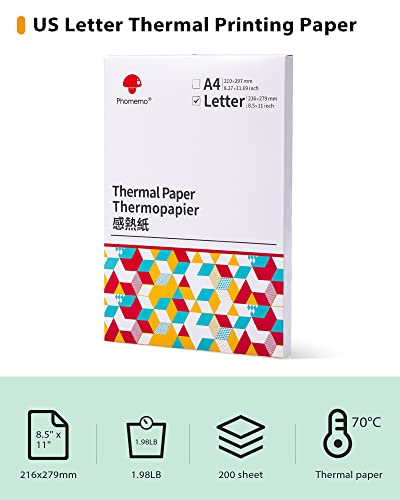 Itari Portable Printer Wireless for Travel, M08F-Letter Bluetooth Mobile Printer Support 8.5" X 11" US Letter, Inkless Thermal Compact Printer, Compatible with Android and iOS Phone & Laptop