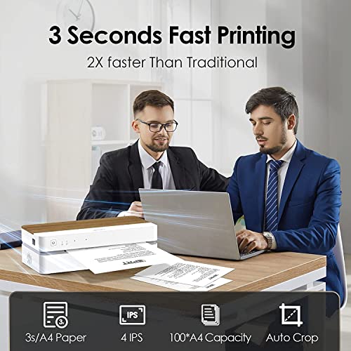 iDPRT Thermal Printer, Wireless Printer Inkless HD Printing in 3S, 100 Paper Loading, Auto Cutting, Compact Design, Support 8.26" X 11.69" A4 Thermal Paper, Small Printer for Home Use, Office