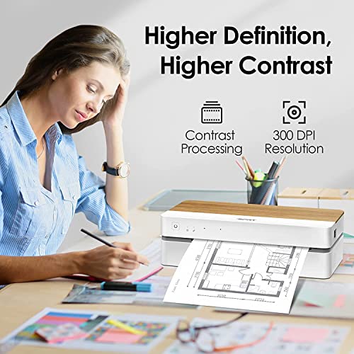 iDPRT Thermal Printer, Wireless Printer Inkless HD Printing in 3S, 100 Paper Loading, Auto Cutting, Compact Design, Support 8.26" X 11.69" A4 Thermal Paper, Small Printer for Home Use, Office