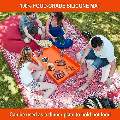 Upgraded Griddle Cover Mat for 28 Inch Blackstone Griddle, Full-edge Griddle Silicone Protective Mat, Heavy Duty Food Grade Silicone Grill Cover Protect Your Griddle from Insects, Debris and Rust
