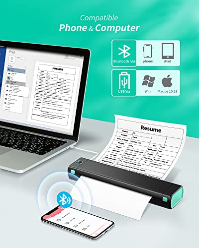Itari Portable Printer Wireless for Travel, M08F-Letter Bluetooth Mobile Printer Support 8.5" X 11" US Letter, Inkless Thermal Compact Printer, Compatible with Android and iOS Phone & Laptop