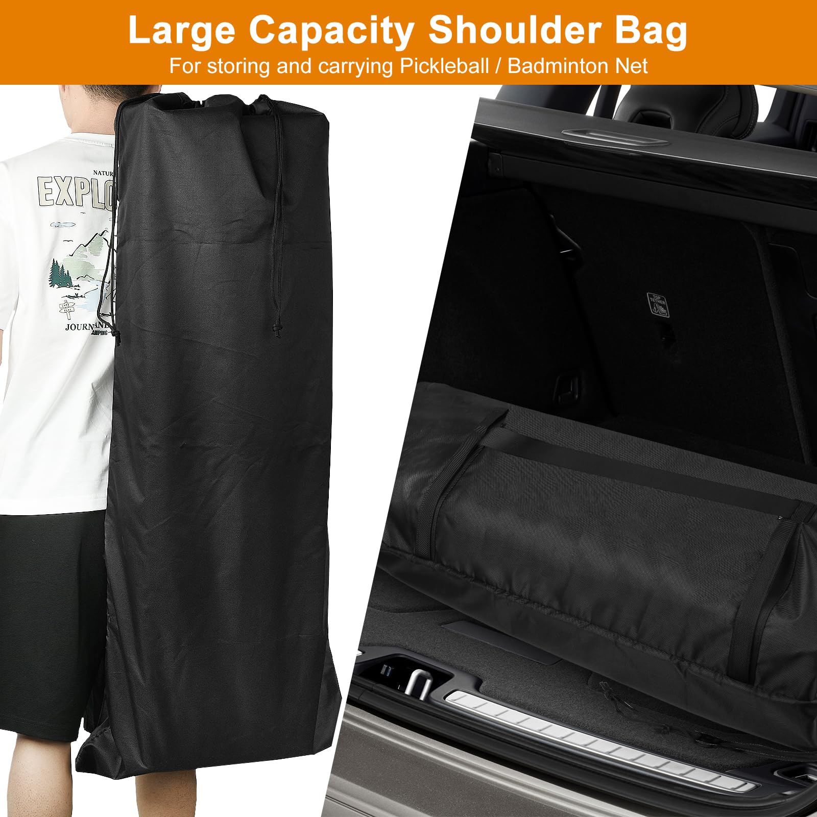Cosmos Pickleball Net Storage Bag Pickle Ball Equipment Carry Bag Badminton Net Case Boundary Line Carrying Bag for Game Equipment Accessories Storage in Driveway Backyard (Mesh Net NOT Included)