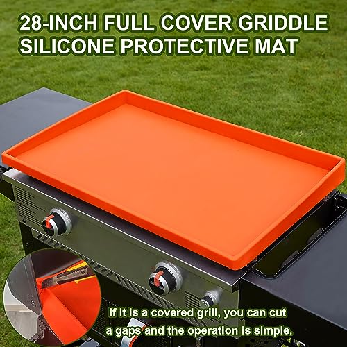 Upgraded Griddle Cover Mat for 28 Inch Blackstone Griddle, Full-edge Griddle Silicone Protective Mat, Heavy Duty Food Grade Silicone Grill Cover Protect Your Griddle from Insects, Debris and Rust