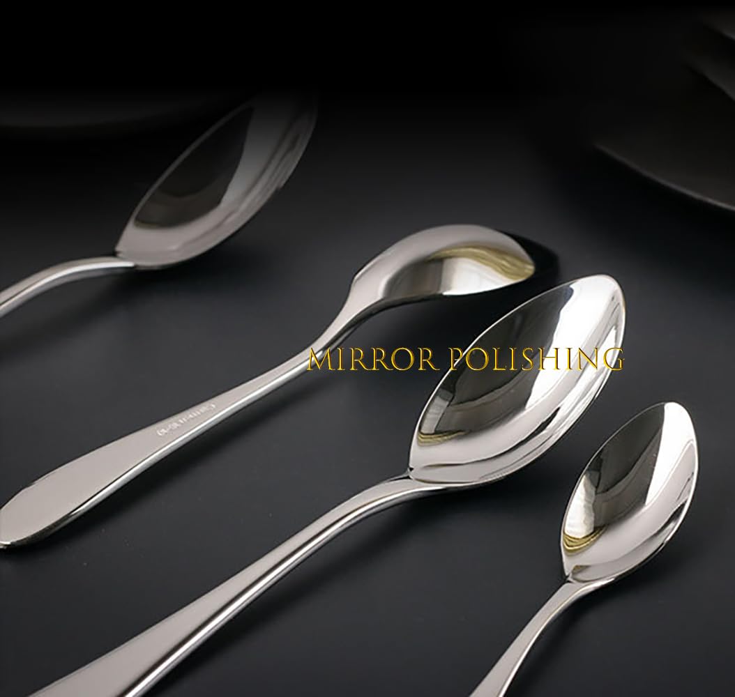 Thomaso 40 Piece Modern Cutlery Silverware Sets for 8,1810 Stainless Steel Flatware,Silver Forks and Spoons Silverware Set,Unique Thicken Handle Utensil Set,Dishwasher Safe