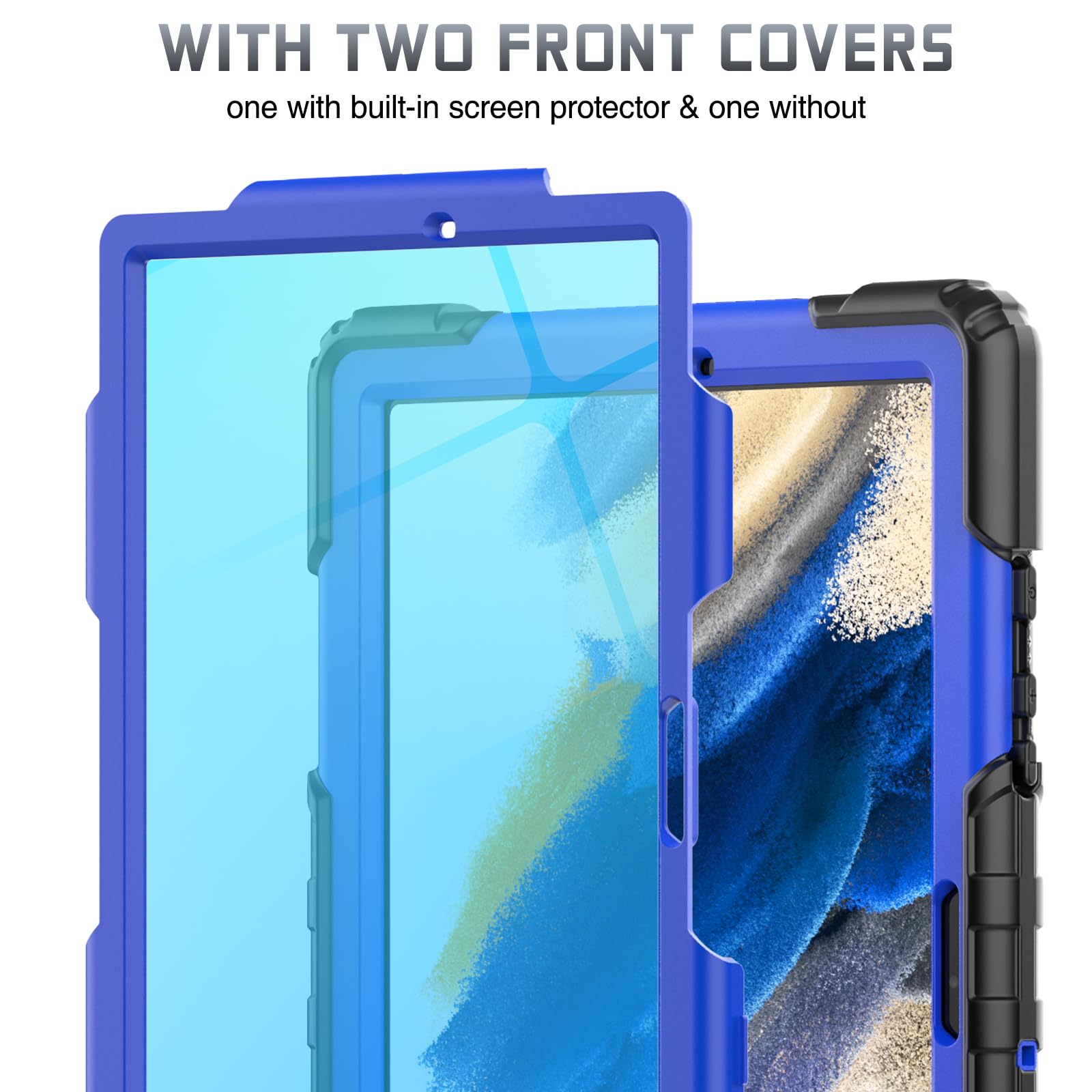 SIBEITU Case for Galaxy Tab A8 10.5 Inch 2022 (SM-X200/X205/X207), Samsung A8 Tablet Case W/Screen Protector Pencil Holder,Shockproof Cover w/Stand Hand Shoulder Strap for Galaxy Tab A8