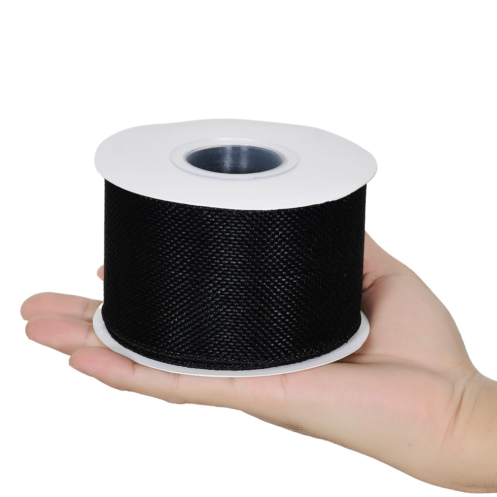 Ribest Burlap Black Wired Ribbon, 2 1/2 inch 10 Yard, Jute Ribbon for Decoration Bows Craft Gift Wrapping Wreath Sewing