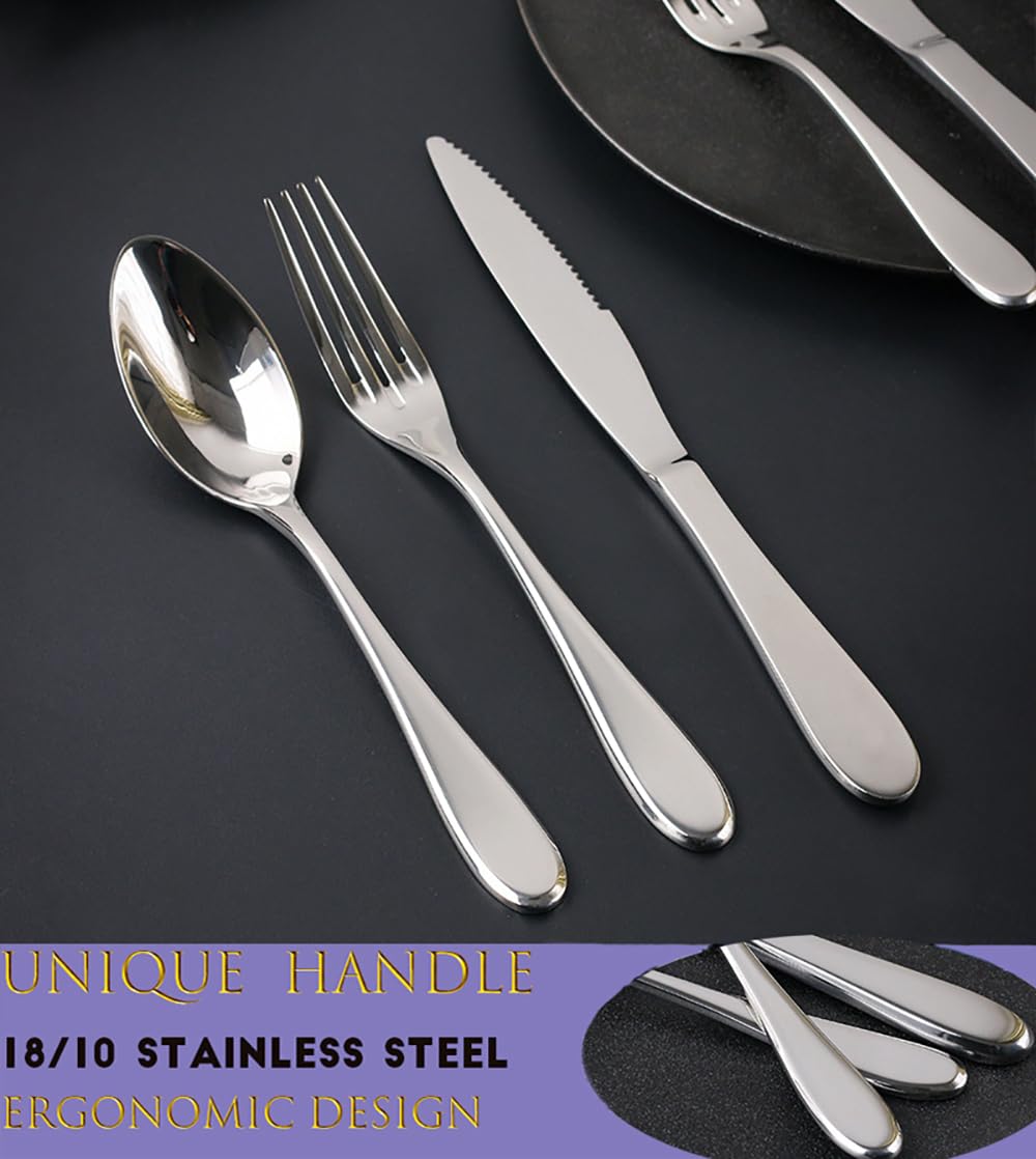 Thomaso 40 Piece Modern Cutlery Silverware Sets for 8,1810 Stainless Steel Flatware,Silver Forks and Spoons Silverware Set,Unique Thicken Handle Utensil Set,Dishwasher Safe