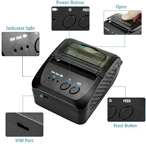 NETUM Bluetooth Receipt Printer, 58mm Mini Thermal POS Printer Portable Personal Bill Printer 2 inches for Restaurant Sales Retail Compatible with Android