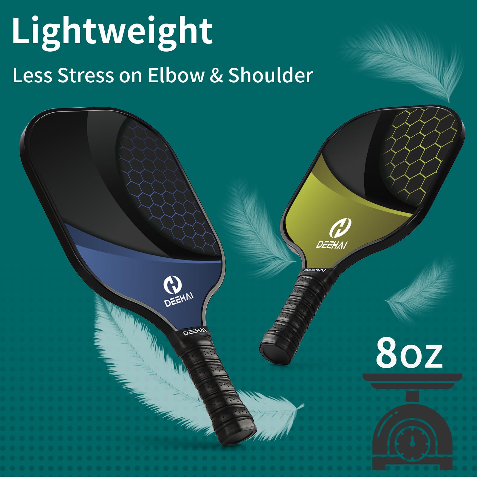 DeeHai Pickleball Paddles 4 Pack- Premium Rackets Fiber Face & Polymer Honeycomb Core Pickleball Set Includes Pickleball Paddles + Pickleball Balls + 1 Bag