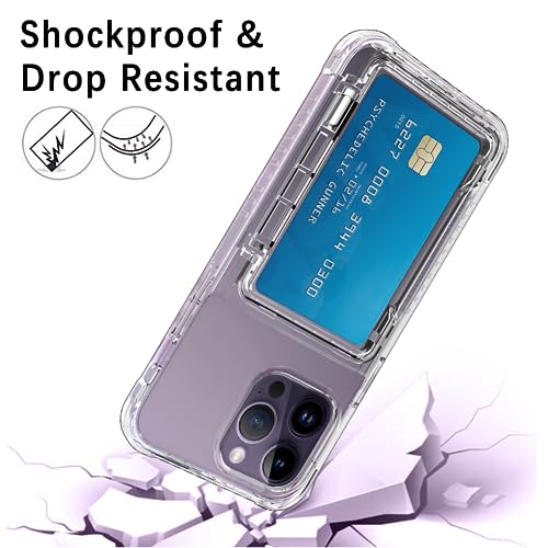 ZIYE for iPhone 14 Pro Max Case with Card Holder,for iPhone 14 Pro Max Wallet Case Store up 4 Credit Card Clear Case Anti-Scratch Shockproof Cover for iPhone 14 Pro Max 5G