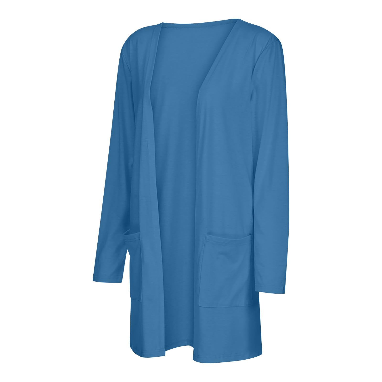 Lightweight Cardigans for Women Dressy Casual Open Front Long Sleeve Kimono Cardigan Loose Solid Shirts with Pockets