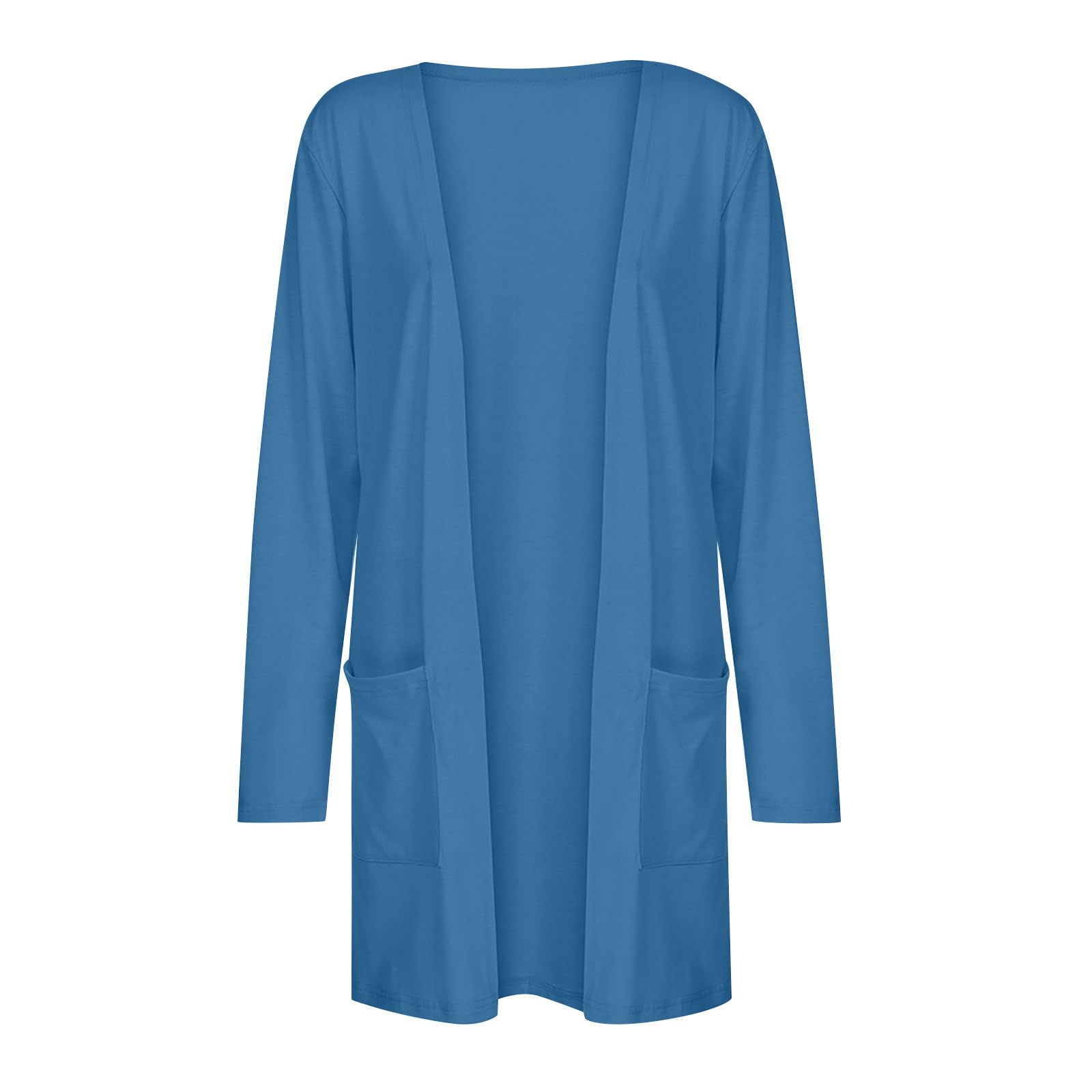 Lightweight Cardigans for Women Dressy Casual Open Front Long Sleeve Kimono Cardigan Loose Solid Shirts with Pockets