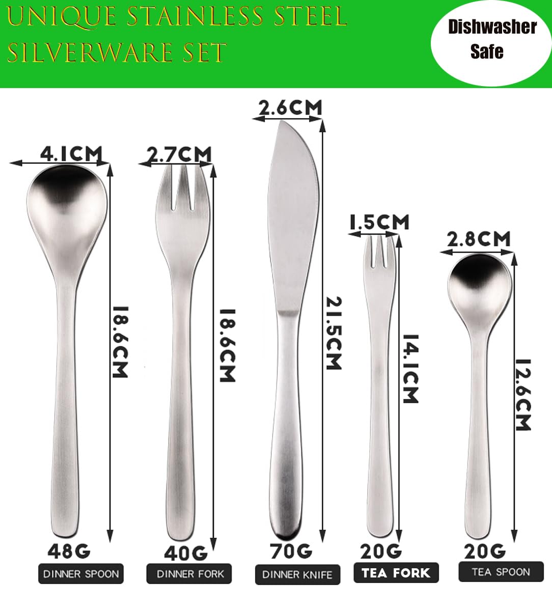 Thomaso 30 Piece Round Handle Cutlery Silverware Sets,1810 Stainless Steel Flatwares for 6,Silver Forks and Spoons Silverware Set,Unique Thicken Handle Utensil Set,Dishwasher Safe